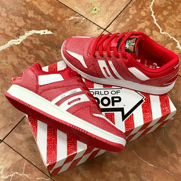 Troop | Shoes | Mens Troop Ice Lamb Red White Lowtop Sneakers | Poshmark